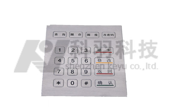 Backlight Metal Numeric Keypad , 20 Key Stainless Steel Keypad