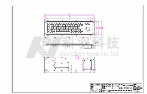 Medical Metal Keyboard With Trackball , Vandal Resistant , CE , FCC Approval