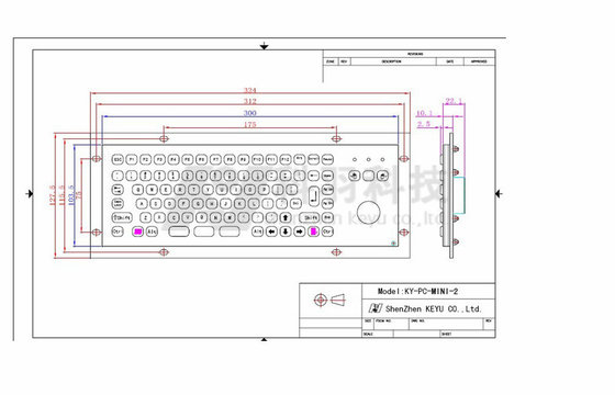 Compact Mini Industrial Keyboard With Trackball , Function Keys , Key Stroke Travel 2mm