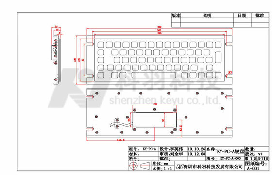 64 Key Customized Industrial Metal Keyboard With Aluminum Alloy Back Plate