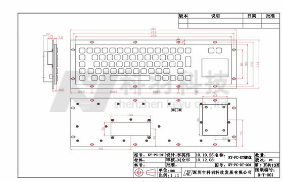 Integrated Black Metal Keyboard For Outdoor , Compatible With Windows98 / ME / 2000 / XP