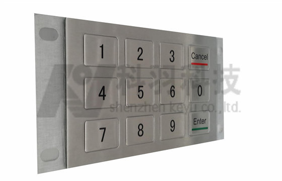 12 Flat Key Metal Numeric Keypad Front Panel Kiosk Banking Use
