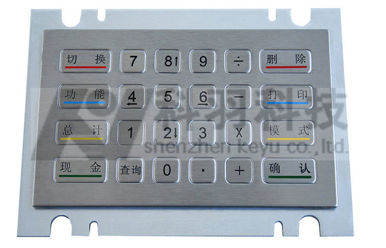 Wired USB Metal Numeric Keypad Vandal Resistant 24 Key For ATM