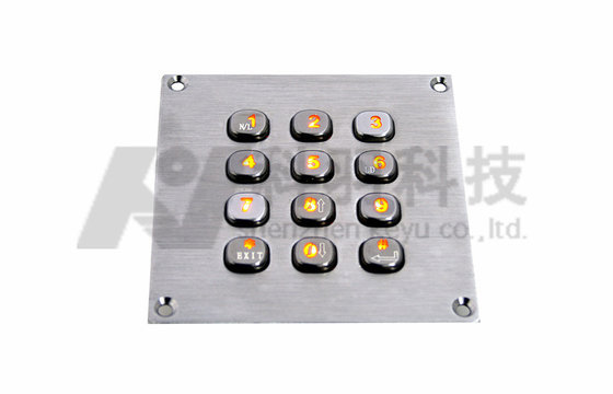 12 Dome Key Metal Numeric Keypad Waterproof With Backlight