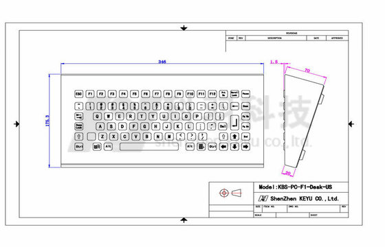 Compact Industrial Desktop Keyboard Rubber Switch For Medical
