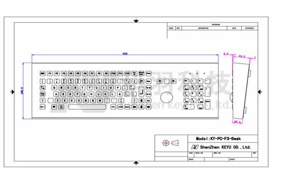 106 Key Industrial Desktop Keyboard With Mechanical Trackball