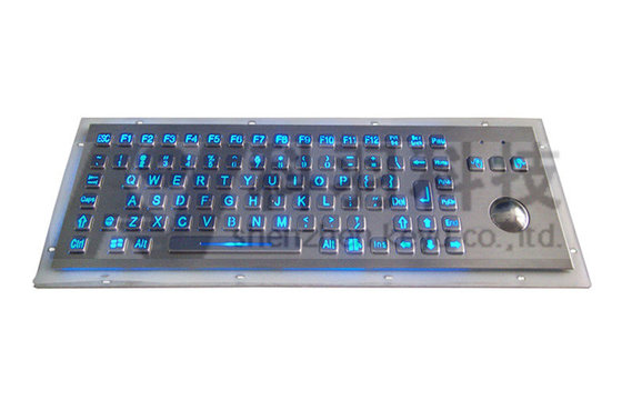 89 Key Illuminated Stainless Steel Keyboard With Trackball , Most Language Layout
