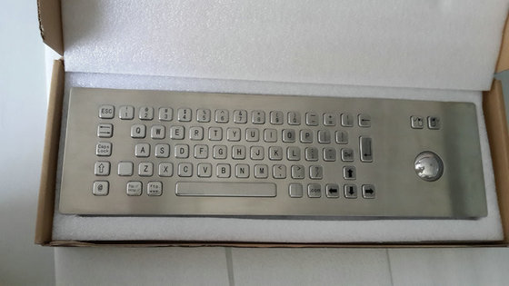 Stainless Steel Panel Mount Keyboard With 38mm Mechanical Trackball , Silicon Rubber Switch