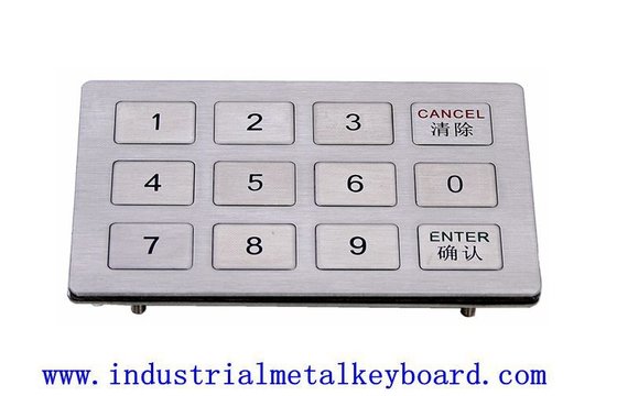 12 Flat Key Metal Numeric Keypad Front Panel Kiosk Banking Use