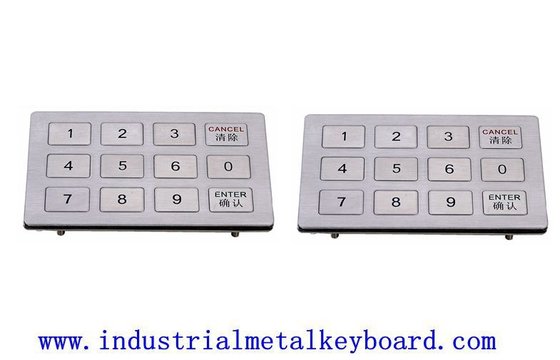12 Flat Key Metal Numeric Keypad Front Panel Kiosk Banking Use