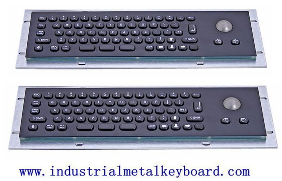Vandal Proof Black Metal Keyboard With 25mm Optical Trackball , Small Sized