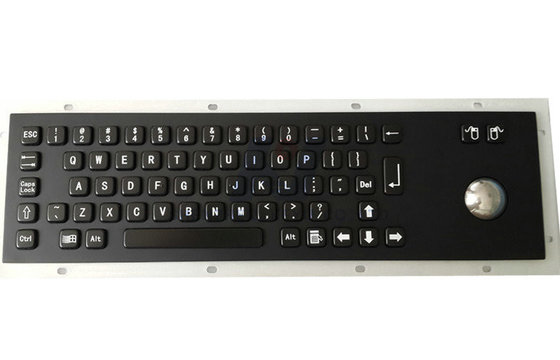 66 Keys Silicon Rubber Switch Black Metal Keyboard With 38mm Mechanical Trackball