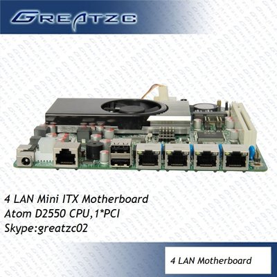 D2550 CPU Fanless Mini ITX Board For 4 LAN Firewall Motherboard Industrial