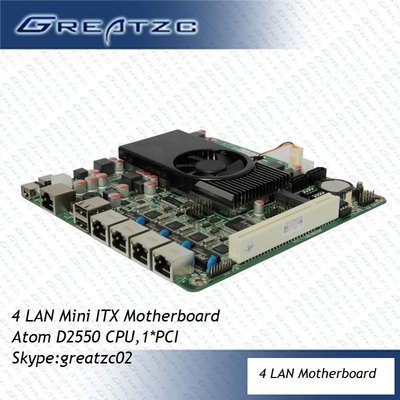 Professional Mini ITX Intel Atom D2550 Motherboard DC 12V PCI For 4 LAN