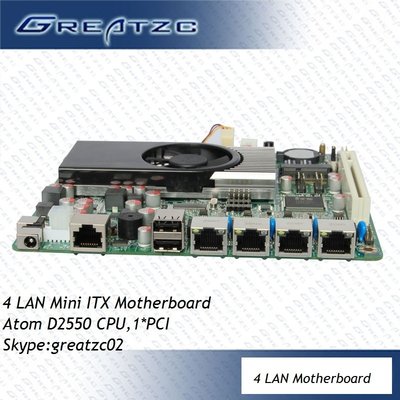 Professional Mini ITX Intel Atom D2550 Motherboard DC 12V PCI For 4 LAN