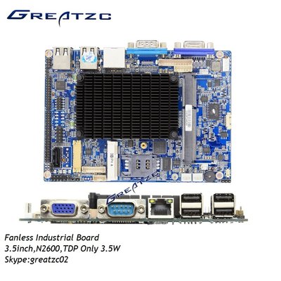 6 COM Industrial Fanless PC Motherboard Dual Core Atom N2600 CPU TDP 3.5W DC12V