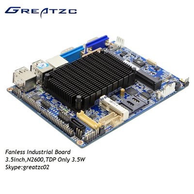 6 COM Industrial Fanless PC Motherboard Dual Core Atom N2600 CPU TDP 3.5W DC12V