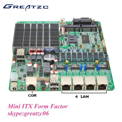 Industrial Quad LAN Motherboard , 4 Network Card HD Thin Mini ITX Motherboard