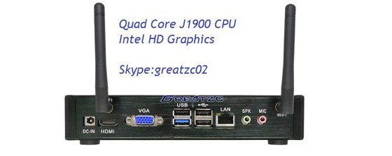 Quad Core CPU Mini Fanless PC Computer J1900 INTEL HD Graphics HDMI VGA