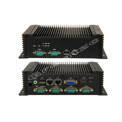 Atom Mini Industrial PC with 2 RJ-45 Lan Ports , VGA / HDMI Fanless Industrial Computer