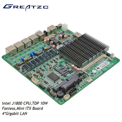 DC 12V Power Quad LAN Motherboard Fanless Board Dual Core J1800 With 4 Intel LAN