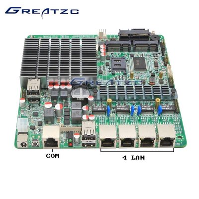 12V Mini Itx Fanless Motherboard With 4 GBe Ethernet Intel , Support 1080P