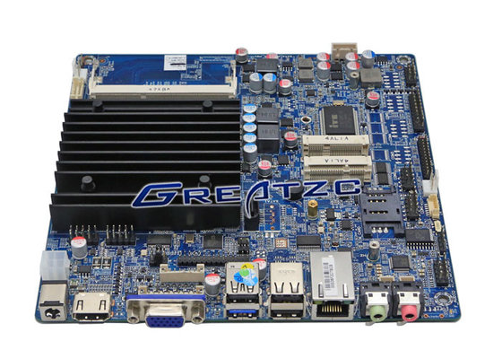 LVDS Fanless PC Motherboard DC12V , Quad Core CPU J1900 Mini ITX Board