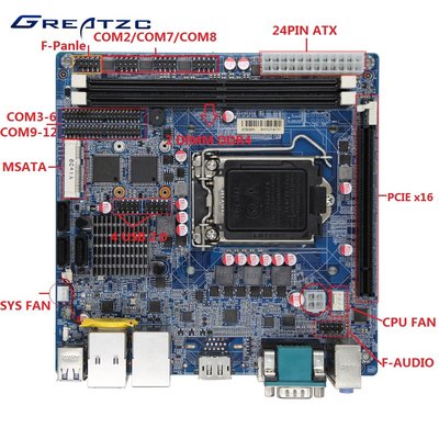 LGA115 Industrial PC Motherboard H110 Chipset , 2 RJ45 LAN , 12 COM Ports