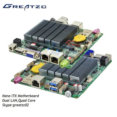 Fanless Dual LAN Nano ITX Motherboard J1900 CPU Quad Core LVDS HDMI VGA Display