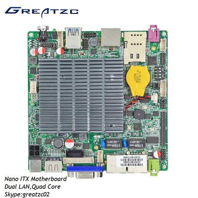 Dual LAN Motherboard Quad Core CPU J1900 , Fanless Nano ITX Motherboard
