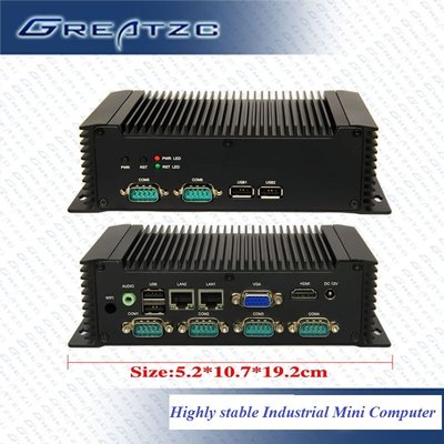 N2800 Fanless Industrial Computer 2 LAN 6 RS232 COM VGA , Mini Industrial ATOM PC