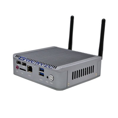 Nano Fanless Mini PC Quad Core DC12V DC19V Power With HDMI VGA Ports