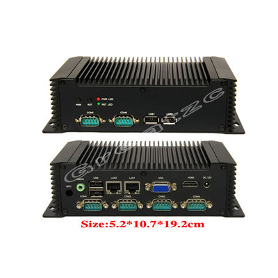 ATOM Dual Ethernet Lan Ports Mini PC Fanless Industrial Computer 6 RS232 COM Ports
