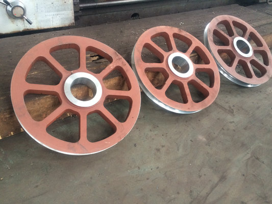 Steel Casting wire rope pulley wheels , Φ1000 wire rope wheel sheave