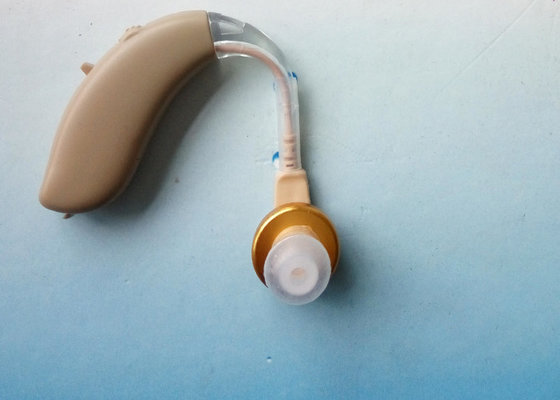 BTE Typs Over The Ear Hearing Aids 600hrs Battery Life Beige Color 1 Year Warranty