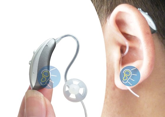 Wireless Bluetooth digital hearing aids for hearing loss and control by mobile phone