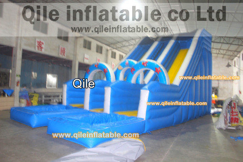 China double wave slide inflatable wet & dry slide with pool,pool can removed ,double wave slide supplier