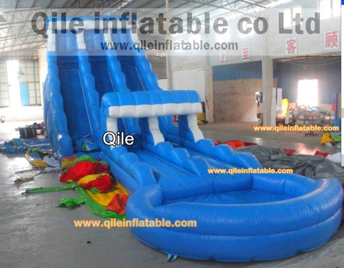 China long wave slide inflatable wet & dry slide with pool,pool can removed ,double wave slide supplier