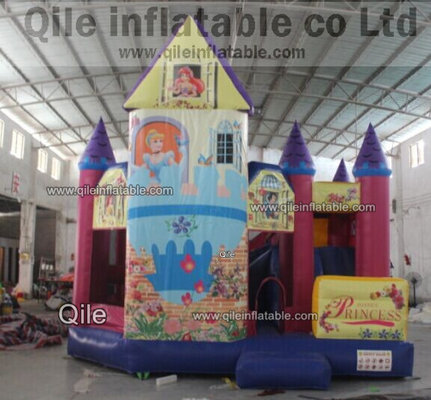 China inflatable disney princess bouncy castle,rent inflatable combo. 3 in 1 combo supplier