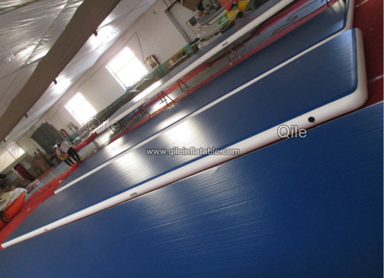 China 15m Blue Gymnastics Air Track , Air Mattress Gymnastics With Durable Handles supplier