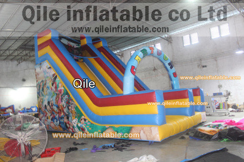 birthday party qile adult slides full printing fun slide Mickey Mouse slide supplier