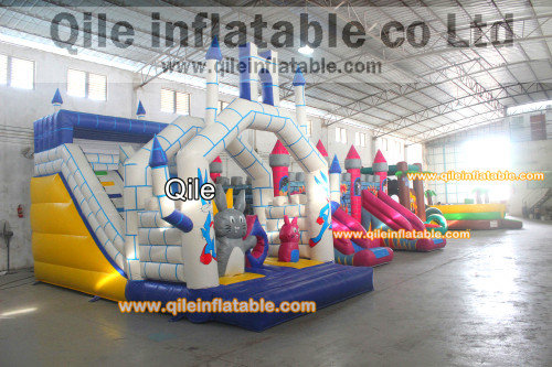 birthday castle bouncy slide party qile adult slides full printing fun slide supplier