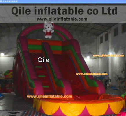 hello kittle slide party rental qile adult slides full printing fun slide with hello kittle cartoon supplier