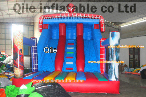 inflatable spider-manslide party qile adult slides full printing fun slide supplier