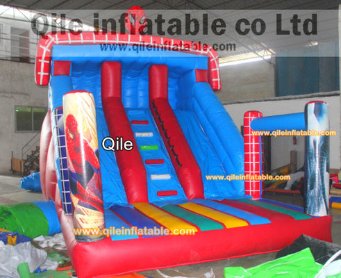 inflatable spider-manslide party qile adult slides full printing fun slide supplier