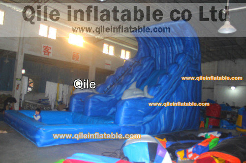 inflatable dolphins wave slide party qile adult slides full printing fun slide supplier