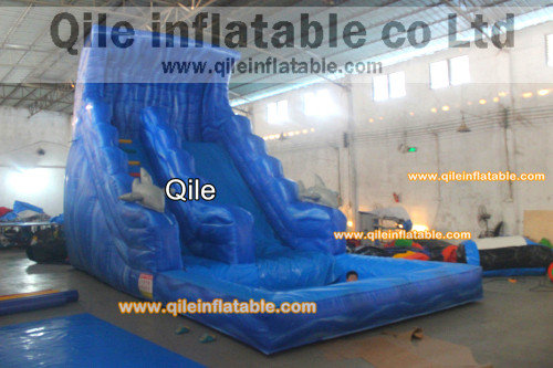 inflatable dolphins wave slide party qile adult slides full printing fun slide supplier