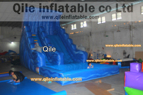 inflatable dolphins wave slide party qile adult slides full printing fun slide supplier