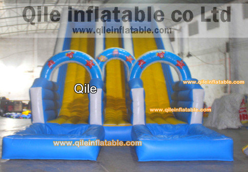 double wave slide inflatable wet & dry slide with pool,pool can removed ,double wave slide supplier