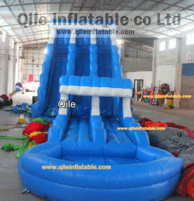 long wave slide inflatable wet & dry slide with pool,pool can removed ,double wave slide supplier